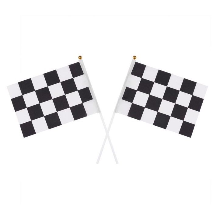 Jual bendera balap/ bendera tangan motif catur kotak hitam/ race hand ...
