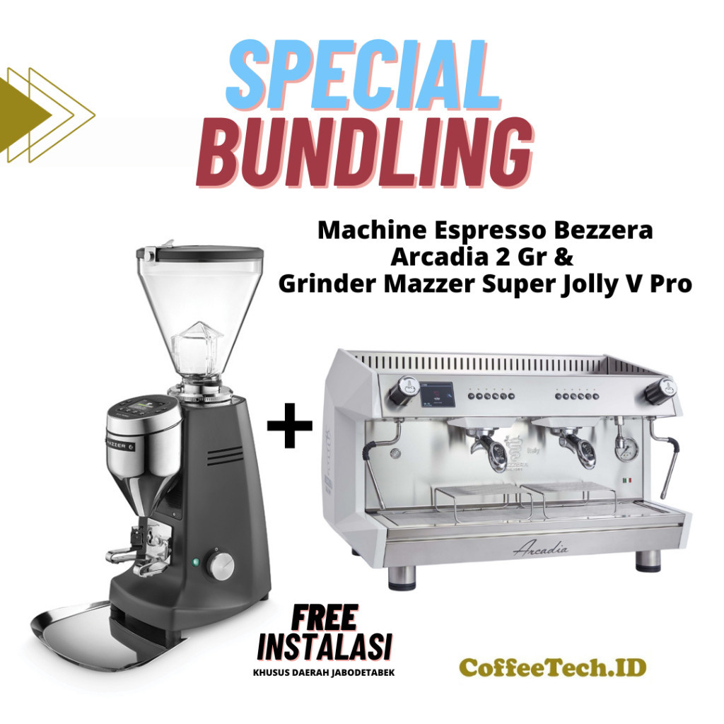 Jual BESTDUO Espresso Machine BEZZERA ARCADIA 2 GR & Grinder MAZZER ...