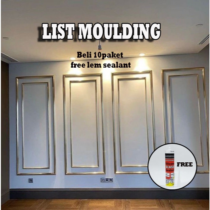 Jual HT PAKET PROMO 2pcs List Wall Moulding Silver PVC Ukiran Dinding ...