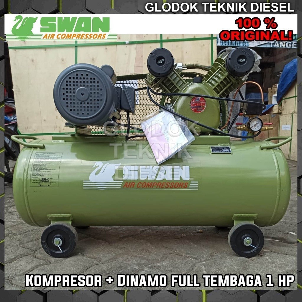 Jual SWAN Air Compressor 1 HP + Dinamo Motor Listrik KOMPRESOR ANGIN 1 ...
