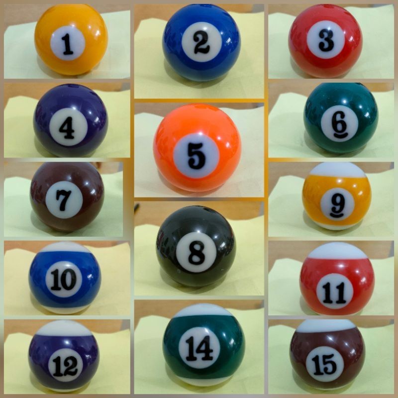 Jual Bola billiard medium per biji satuan nomor 1 2 3 4 5 6 7 8 9 10 11 ...