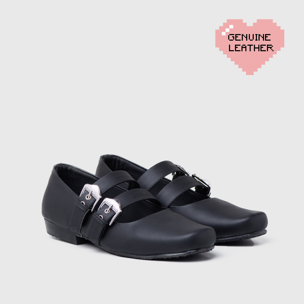 Jual Baleva Flat Shoes Genuine Leather Raven Black | Shopee Indonesia