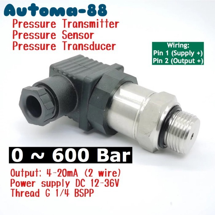 Jual G 1/4 Pressure Sensor Transmitter 60MPa 0-600Bar 4-20mA 24V 600 ...
