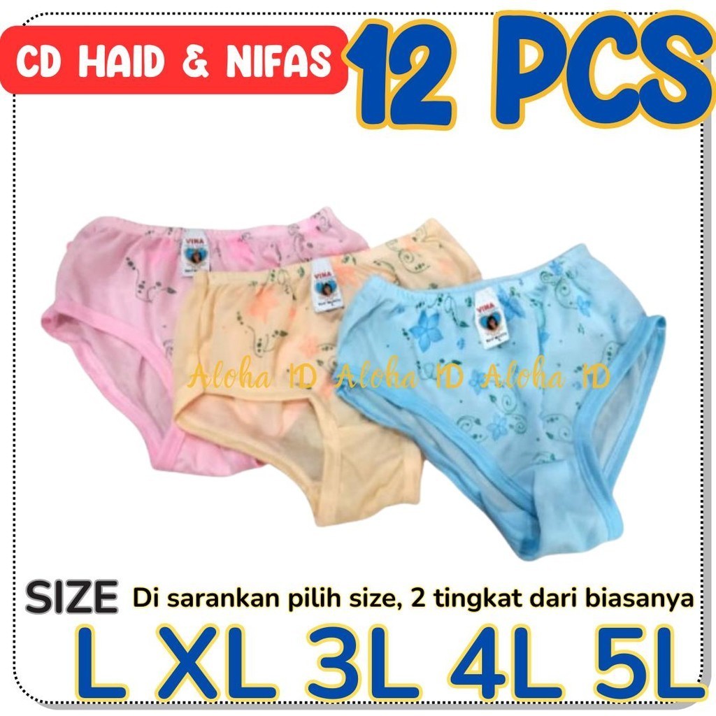 Jual 12 PCS Celana Dalam Wanita Remaja Dewasa Motif Bunga Hyget Murah CD Haid / CD NIFAS Grosir ...