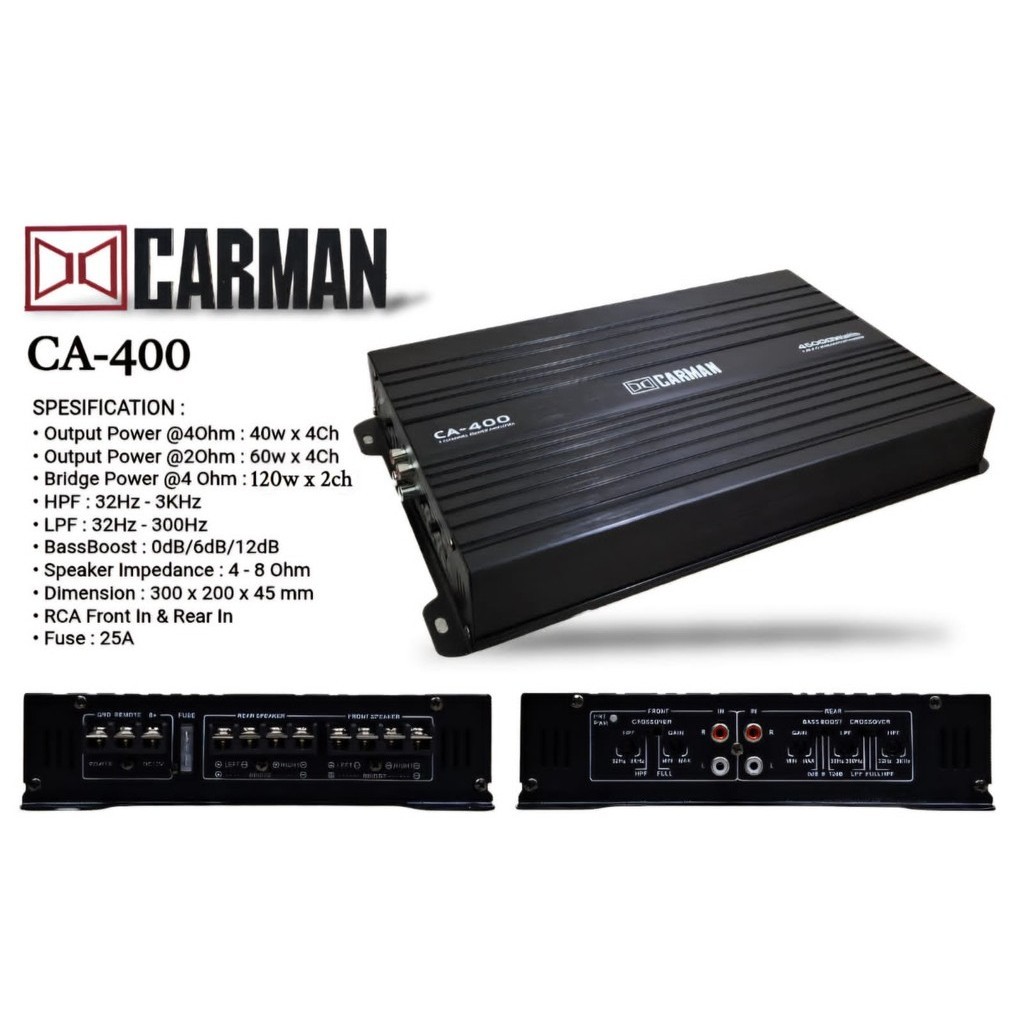 Jual Grosir Power Amplifier Mobil Carman CA-400 8000watt 4 channel | Shopee Indonesia