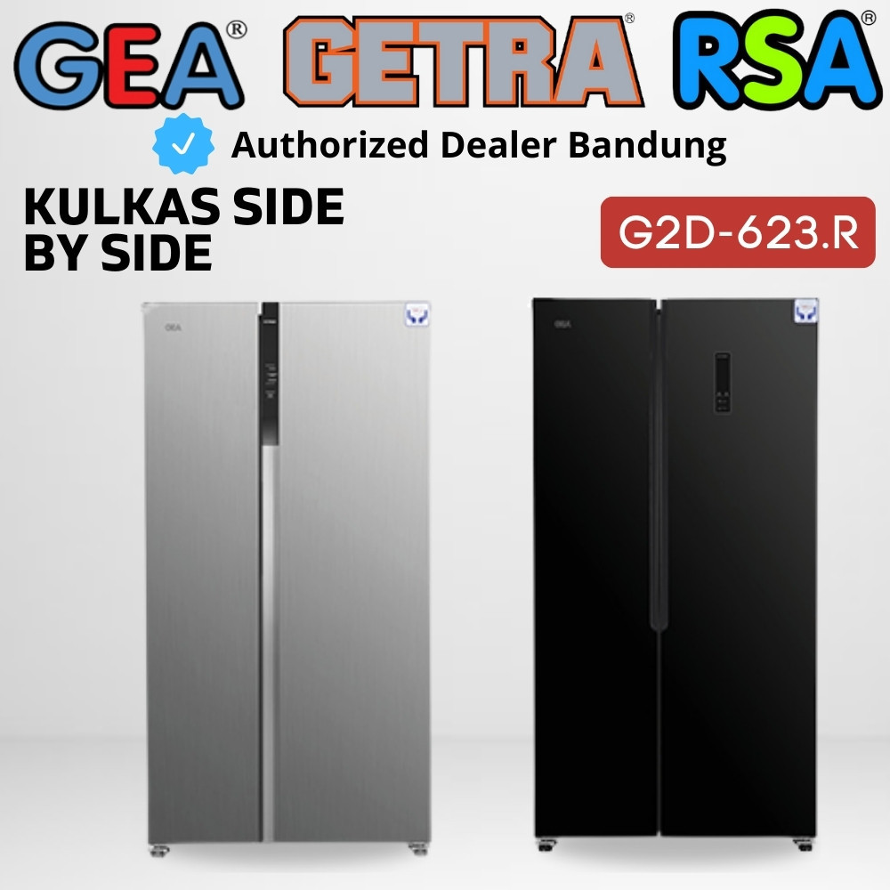 Jual Kulkas Side By Side GEA G2D-623 Inverter Inox Black Glass G2D 623 Liter 2 Pintu Garansi ...