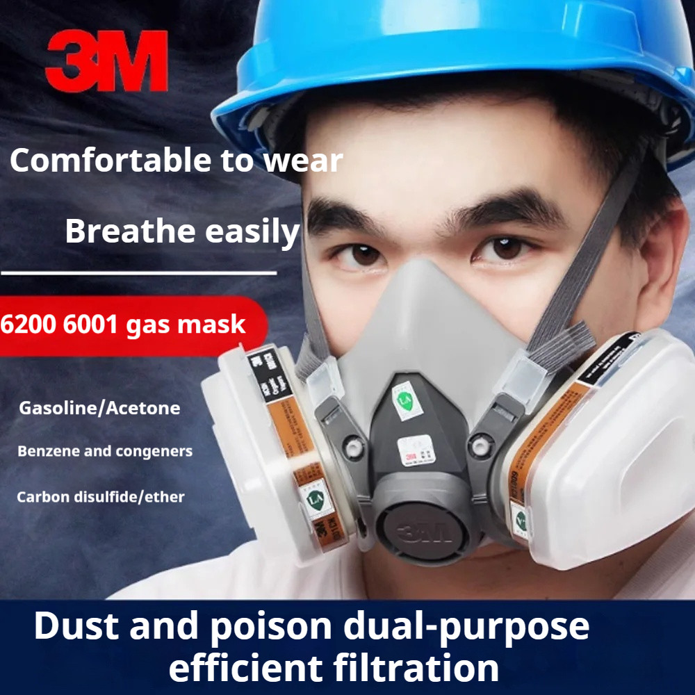 Jual 3M 6200 Mask or 9in1 6200 Half Facepiece Gas Mask Respirator With ...