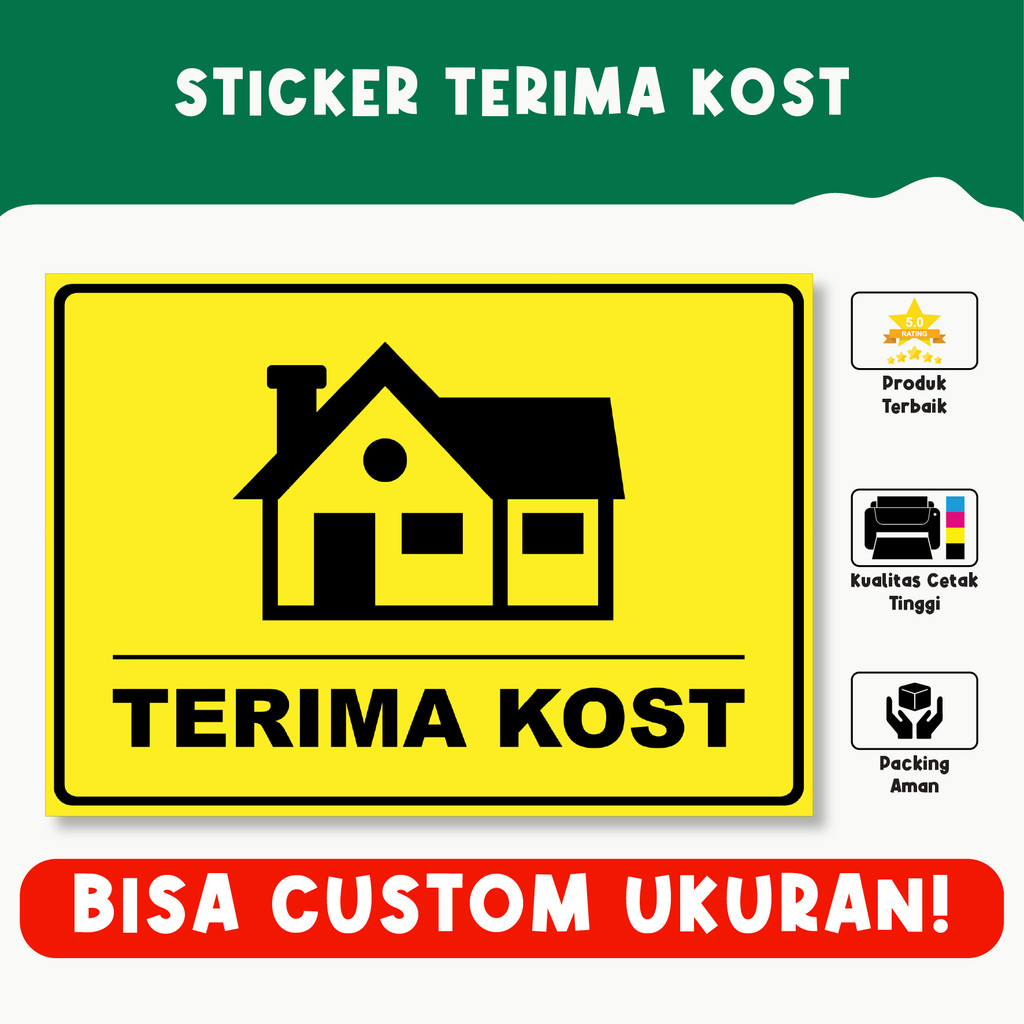 Jual Sticker Terima Kost – Informasi Penerimaan Penyewa, Bisa Custom ...