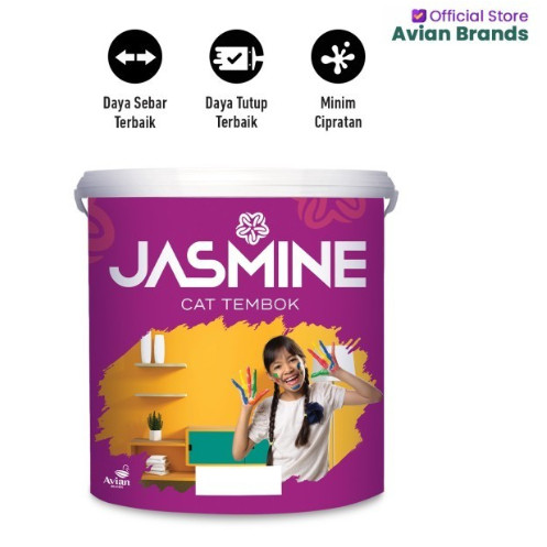 Jual CAT TEMBOK JASMINE 4,5KG DINDING ATAP PLAFON GYPSUM ETERNIT PAPAN ...