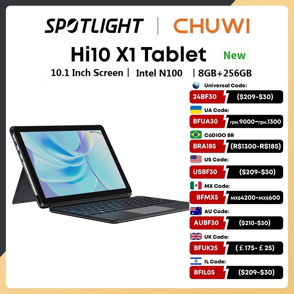 Jual CHUWI Hi10 X1 Tablets 10.1 Inch FHD Screen Intel Quad Core N100 Processor 8GB RAM 256GB ROM ...