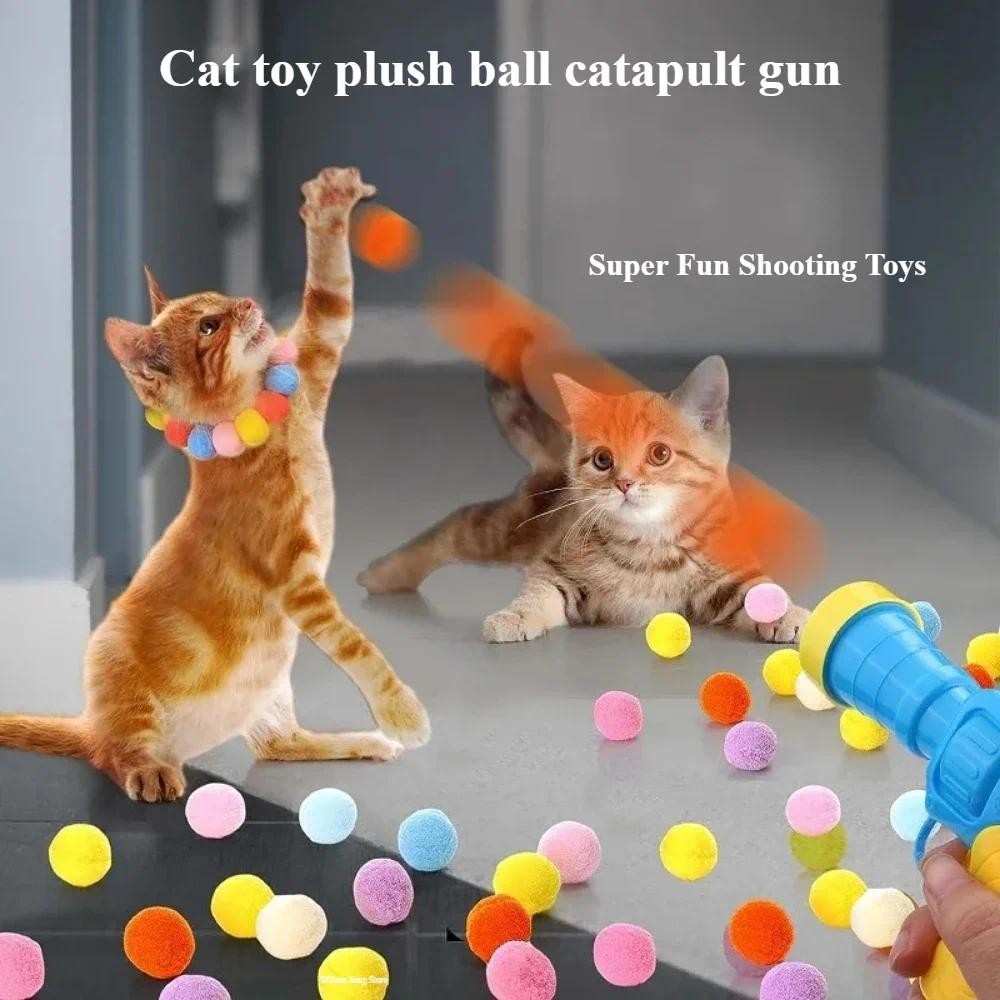 Jual 1 Set of Cats Toys Interactive High Fun Toy Guns 20/50 Plush Balls ...