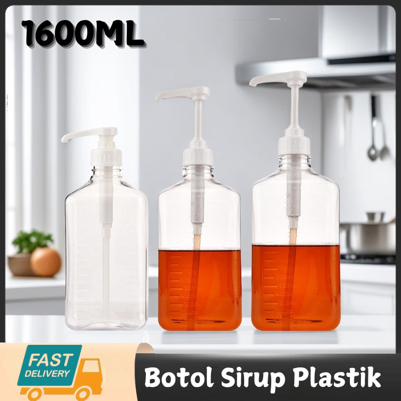 Jual Paket Botol Sirup Plastik 1600 Ml Tempat Sirup Sugar Botol Pump ...
