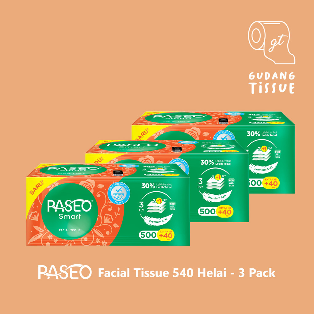 Jual Paseo Smart Facial Tissue 250 Sheets / 540 Helai [3 Pack] | Shopee ...