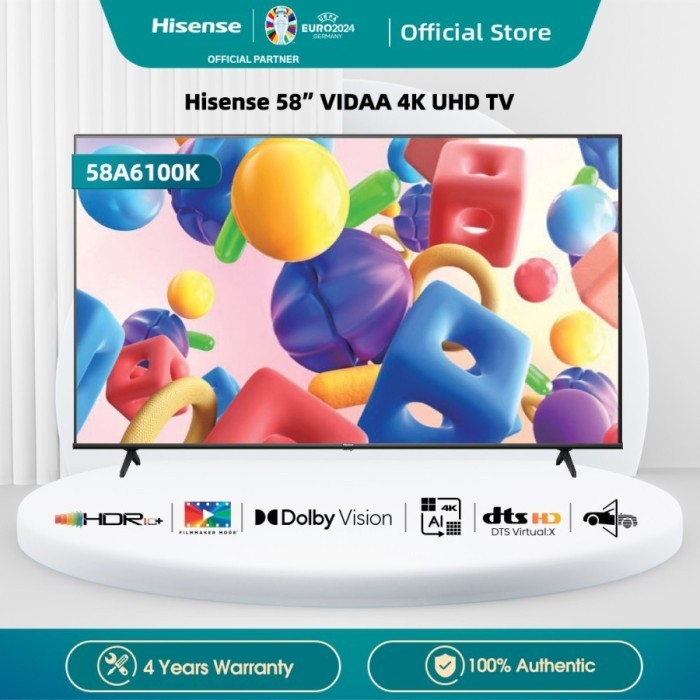 Jual Tv Led 58 inch 4K UHD Hisense 58A6100K VIDAA U5 Smart Tv Bezelles ...