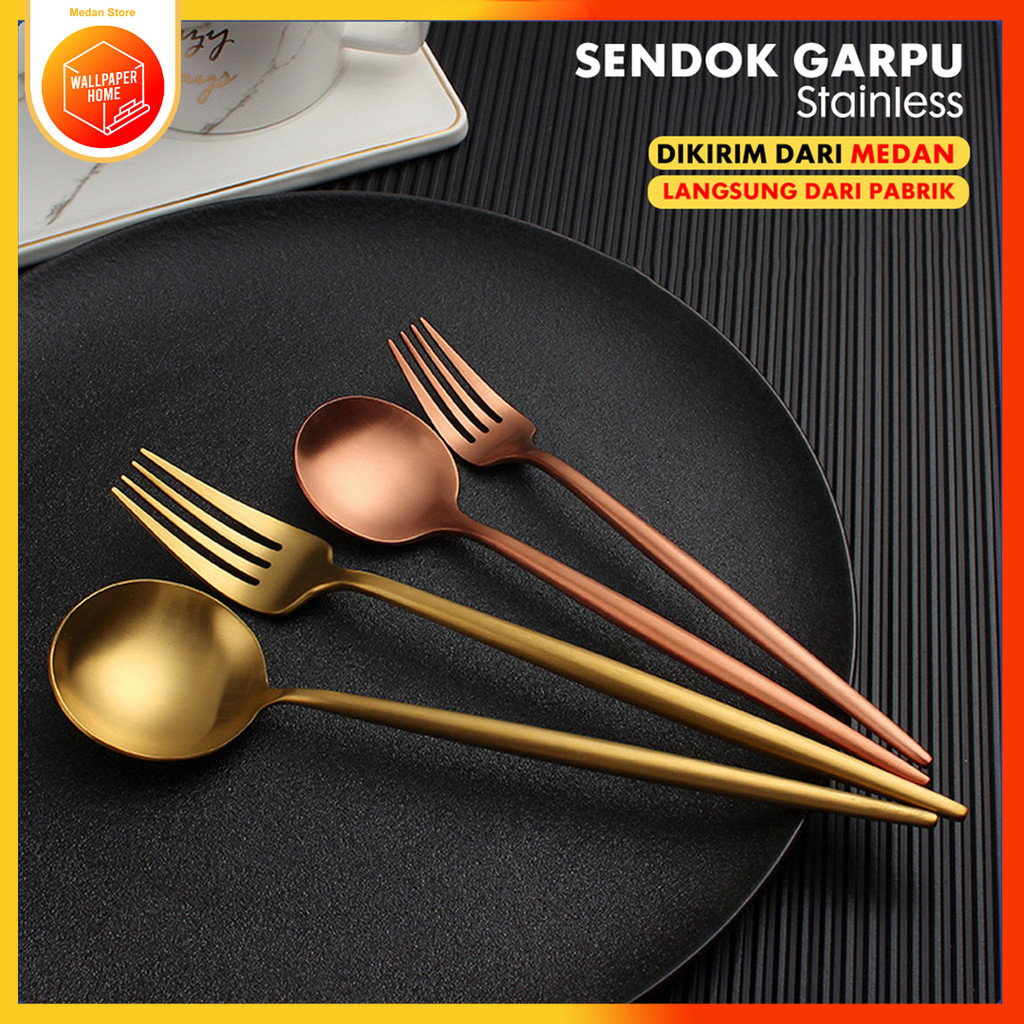 Jual Sendok Garpu Stainless Korean Spoon Fork Alat Makan Sendok Garpu ...