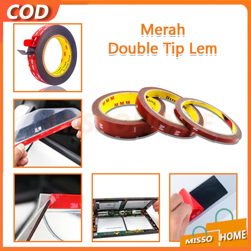 Jual Merah Double Tip Lem / Double Tape Merah / 3M Double Tape / Double ...