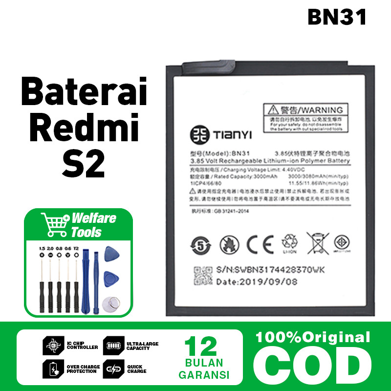 Jual Original Phone Baterai Redmi S2 Battery For Redmi BN31 Baterai hp ...