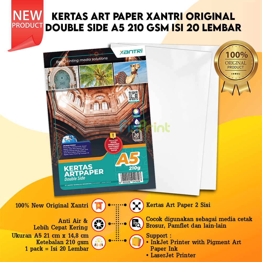 Jual 50 Sheets Kertas Art Paper A5 210gsm 210 gsm Print Double Side ...