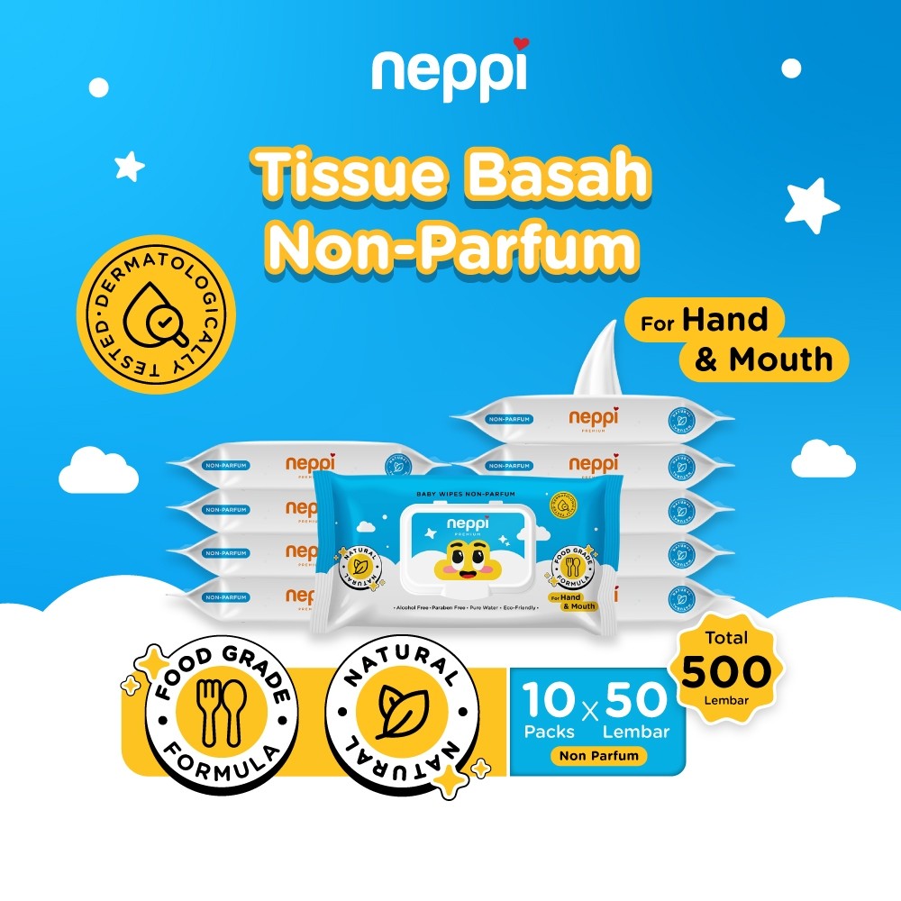 Jual (10 Pcs x 50 Lembar) Neppi Premium Wipes Non Parfum Tisu / Tissue ...
