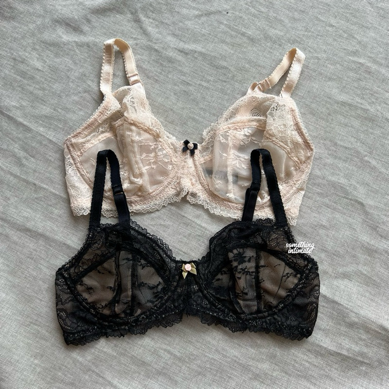 Jual BRA + CD - M&S X ROSIE Preview Peony Lace Unlined Bra / Liquid ...