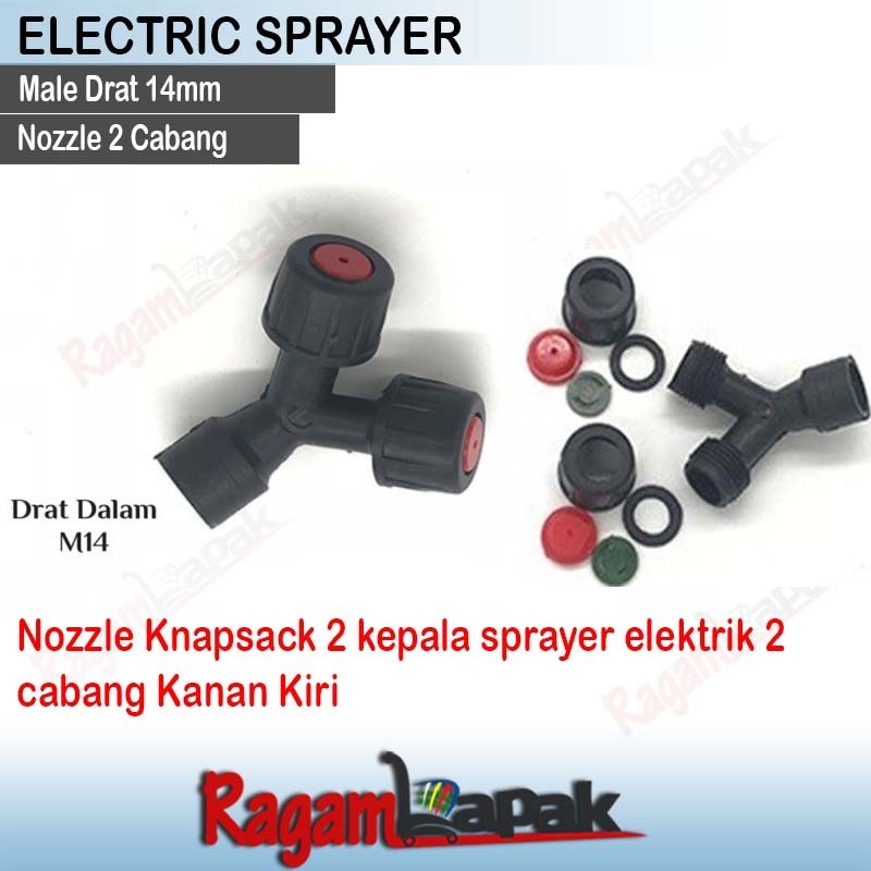 Jual Nozzle Knapsack 2 kepala sprayer elektrik 2 cabang Kanan Kiri ...