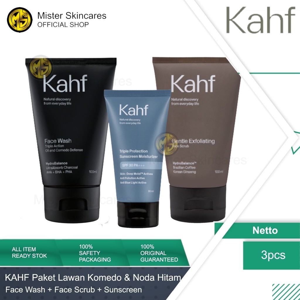 Jual KAHF Paket Bebas Minyak Komedo dan Noda Hitam ( Face Wash Comedo ...