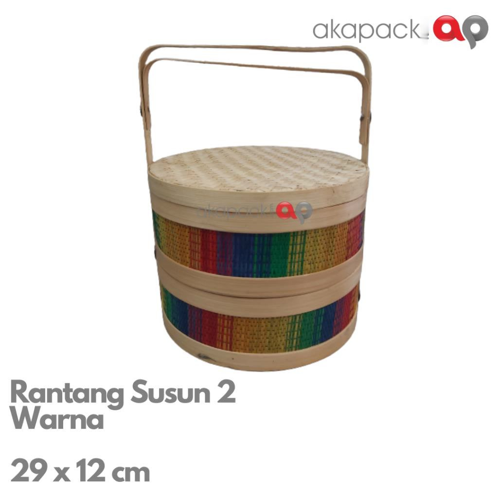 Jual Anyaman Bambu Rantang Susun 2 Warna Motif Samak Diameter 30cm ...