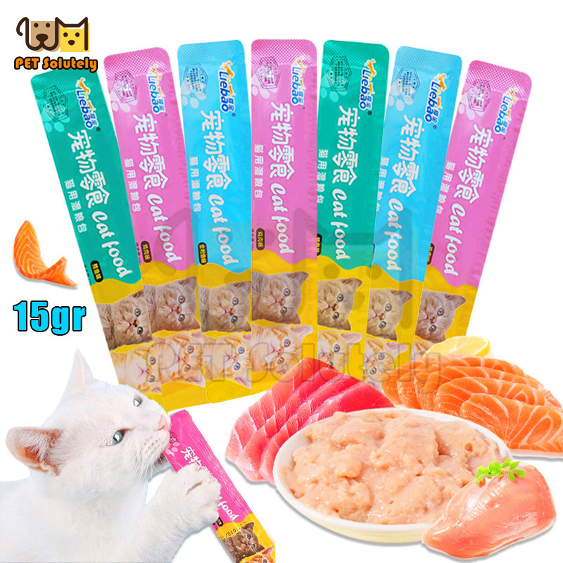 Jual LieBao Snack Kucing Cat Strip Creamy 15gr/Makanan Snack Kucing ...