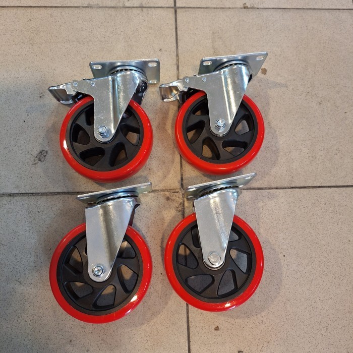 Jual Roda Troli Pu Merah 5 inch Medium Duty ( 2Rem 2Hidup ) | Shopee ...