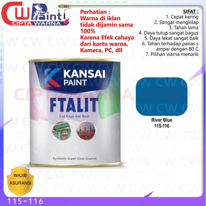 Jual Kansai Paint Cat Minyak Besi Kayu Ftalit KF - 116 River Blue Biru 1 kg | Shopee Indonesia