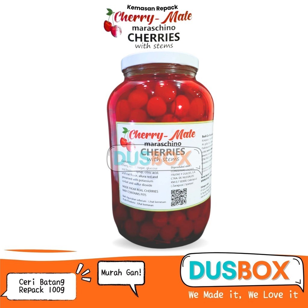 Jual Cherry Mate Repack 100g / Cherry Maraschino / Cherry Tangkai Merah ...