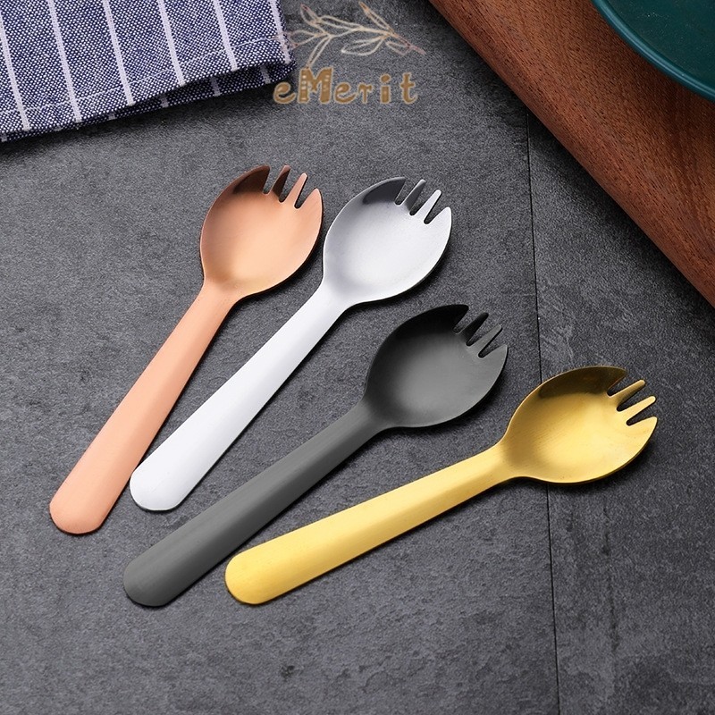 Jual Sendok Garpu Mini 2 in 1 Stainless Steel / Spork Dessert Kue Lucu ...