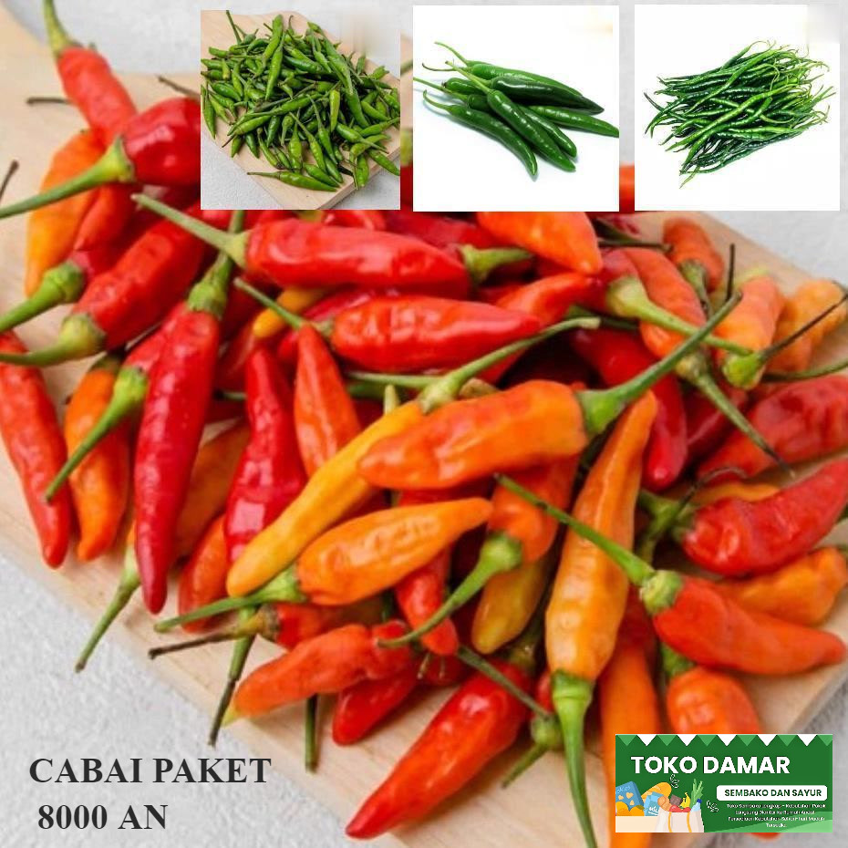 Jual PAKET Cabai Cabe Rp 8000 Rawit Merah Keriting Merah Rawit Hijau ...