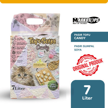 Jual Markotops Tofu Soya Cat Litter Pasir Kucing Gumpal Candy 7L ...