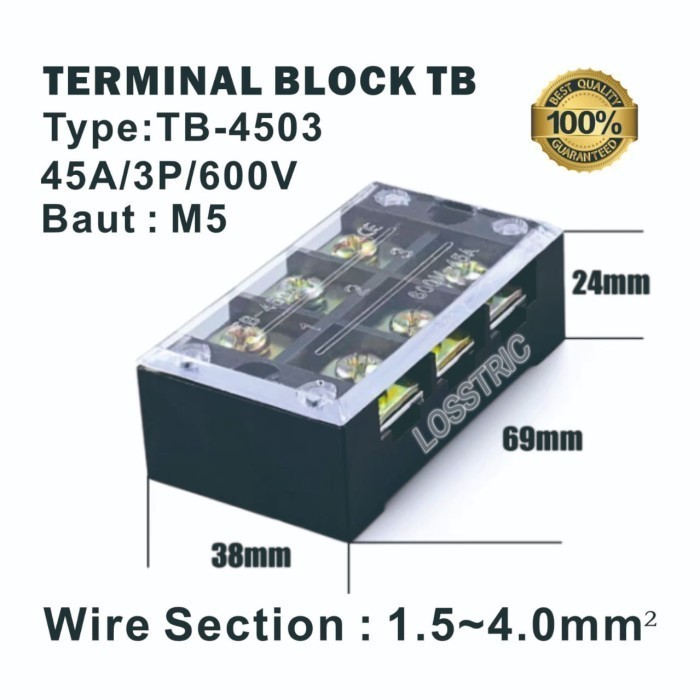 Jual TERMINAL BLOCK TB 4503 (45A 3Pole) | Shopee Indonesia