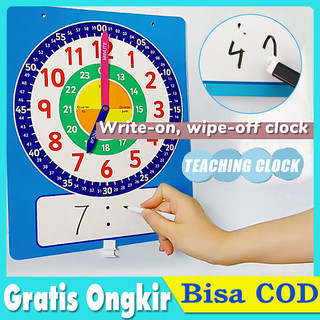 Jual Jam Mainan Anak Belajar Jam Kayu Shape Shorting Clock Wooden ...