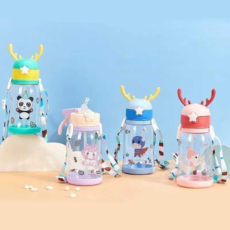 Jual Botol Minum Anak Karakter Kartun Botol Air Minum Anak Sedotan 610 ml Model Tanduk Rusa Lucu ...