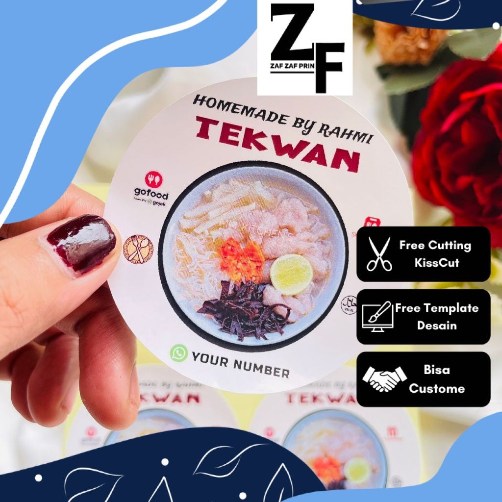 Jual ZAF 2-4 Stiker Murah Print Sticker Label UMKM Kemasan Box Makanan ...