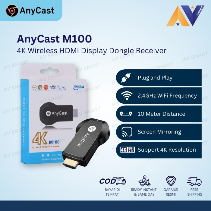 Jual AnyCast M100 4K HDMI Wireless Display Dongle Screen Mirroring HP ...