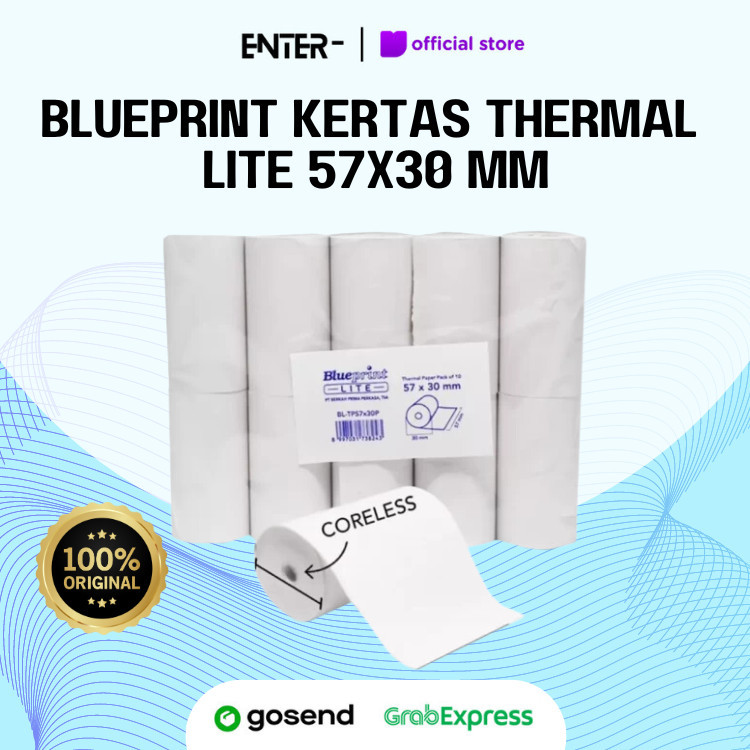 Jual KERTAS THERMAL BLUEPRINT LITE 57x30 PER 10 ROLL | Shopee Indonesia