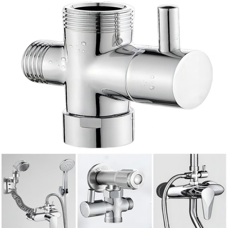 Jual Brass Metal Shower Arm Diverter Valve 3 Way Water Separator G1/2 ...