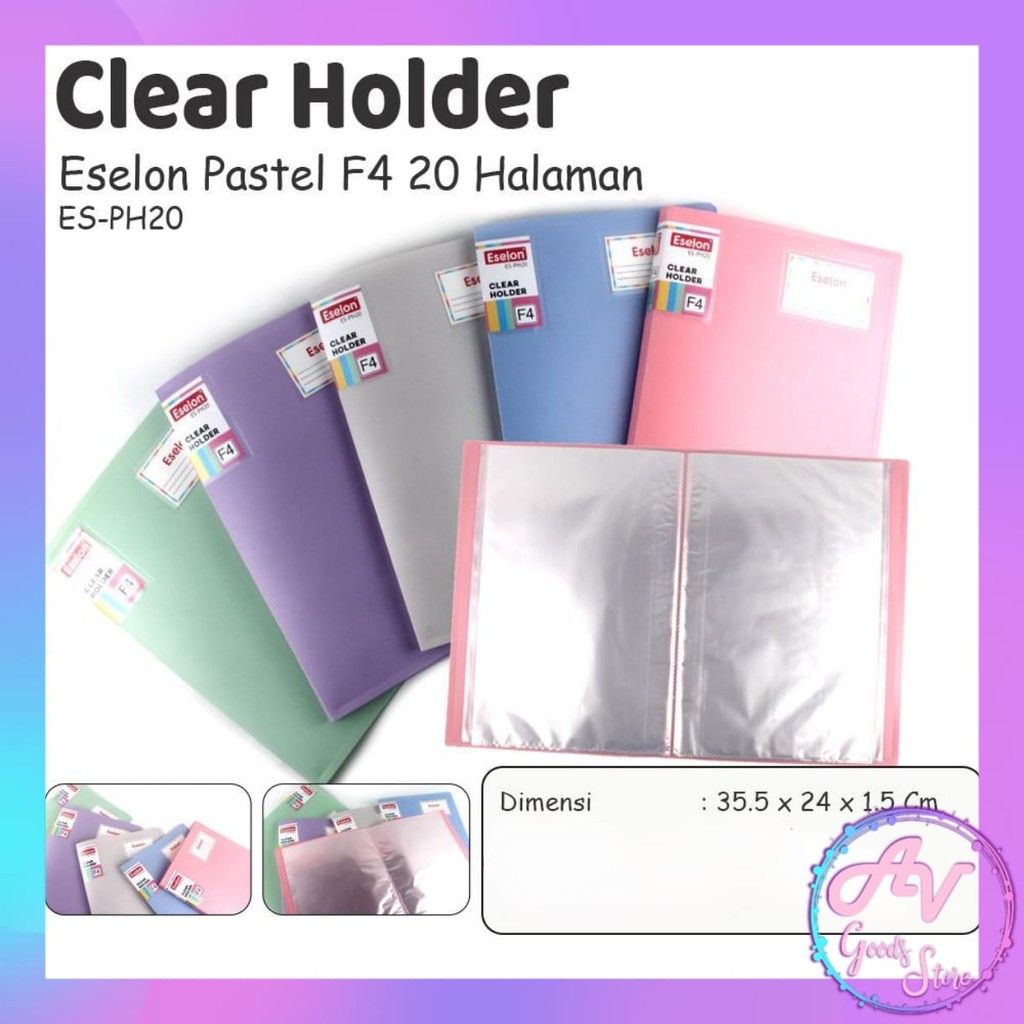 Jual Clear Holder F4 PASTEL / Clear Holder isi 20 40 60 lembar ...
