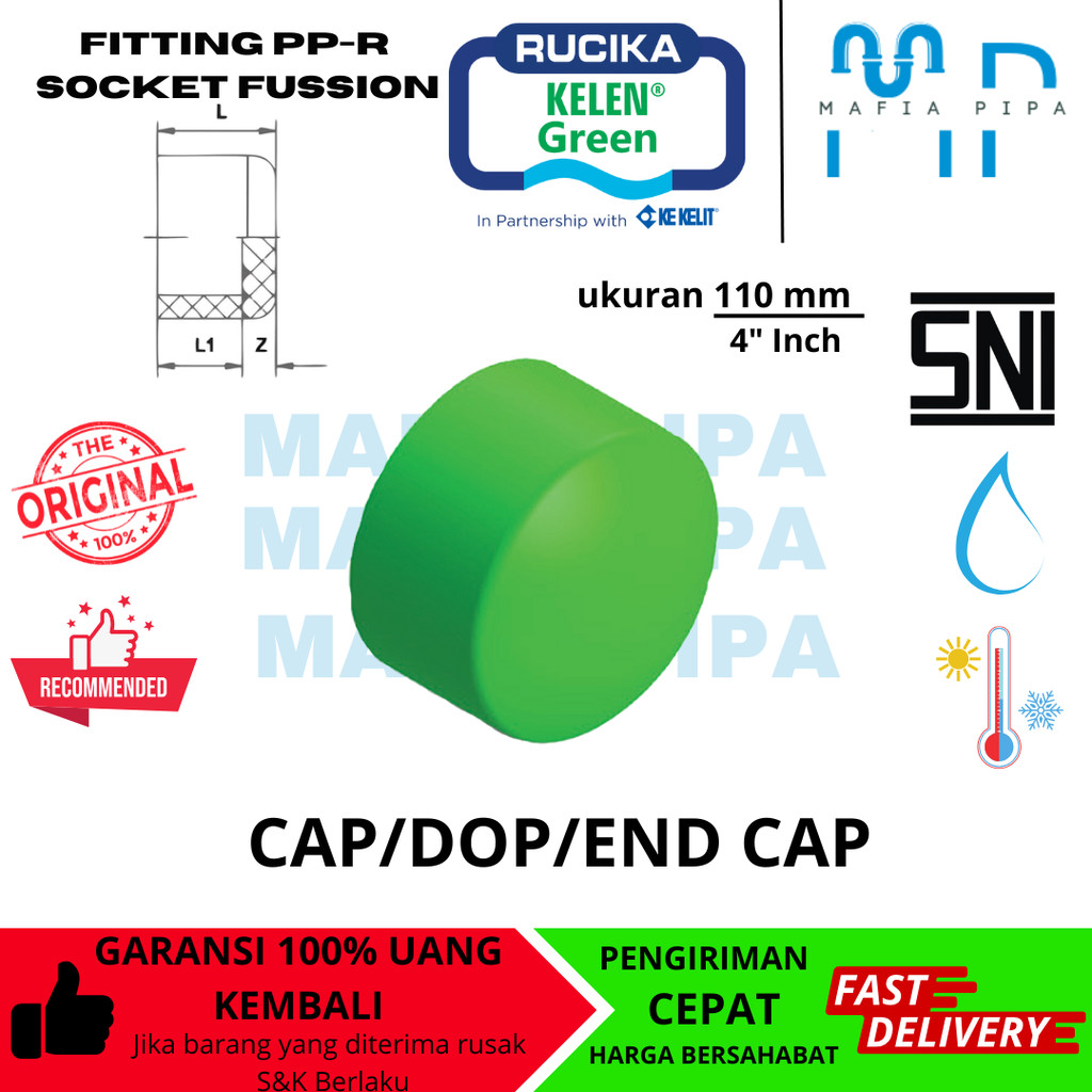 Jual Fitting PPR Cap 110 mm | Dop PPR 110 mm ~ 4" Inci Rucika Kelen ...