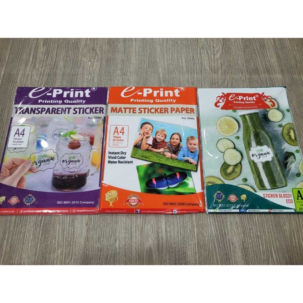 Jual Kertas Sticker Paper E-Print Ukuran A4 - 1 Pak - CBY | Shopee ...