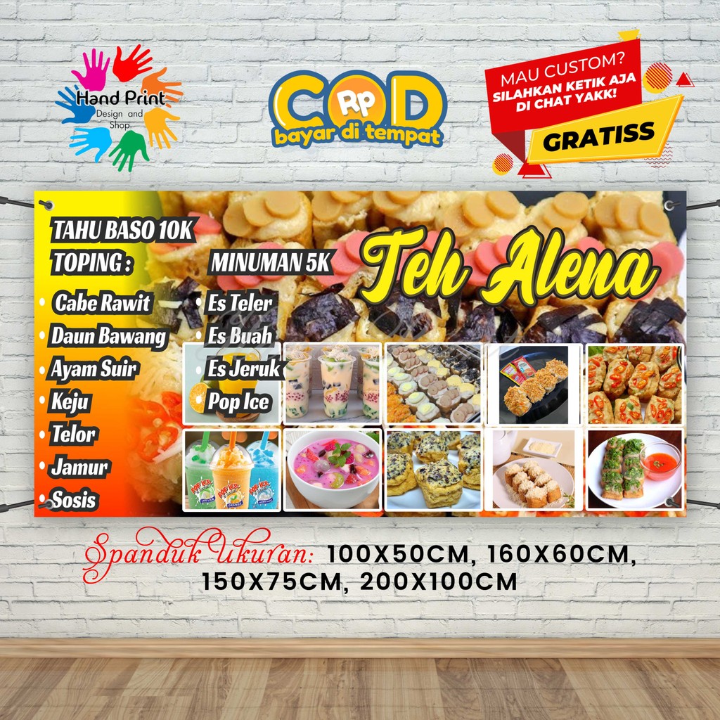 Jual Cetak Spanduk Banner Tahu Baso Aneka Toping MMT Spanduk Custom ...