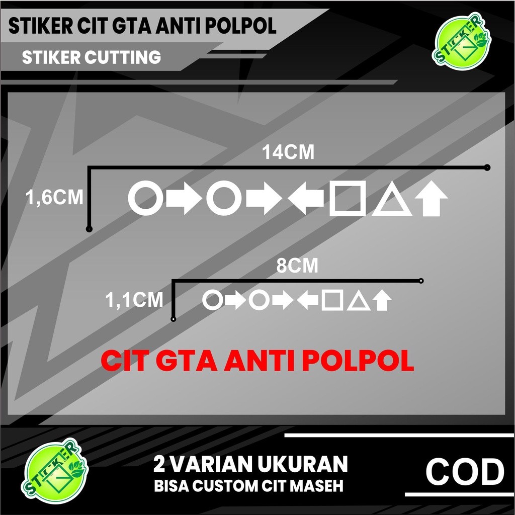 Jual STICKER CHEAT GTA ANTI POLISI UNTUK SEMUA JENIS MOTOR | Shopee ...
