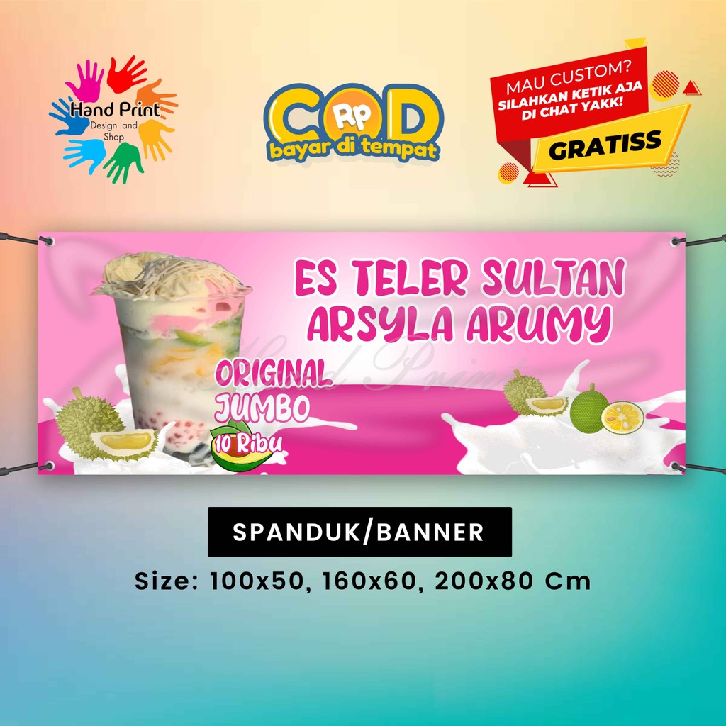 Jual Cetak Spanduk Banner Minuman Es Teler Pink MMT Spanduk Custom ...