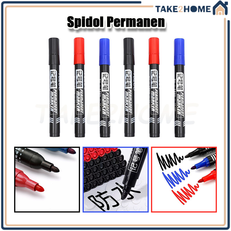 Jual Spidol Hitam Biru Merah/Marker Permanent Spidol/Alat Tulis Spidol ...