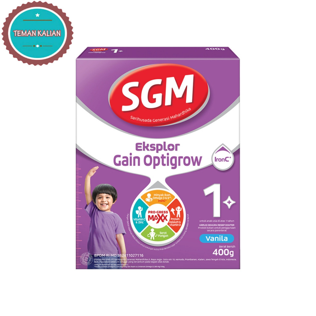 Jual SGM EKSPLOR GAIN OPTIGROW 1 PLUS VANILA 400G BOX (1 PCS) | Shopee ...