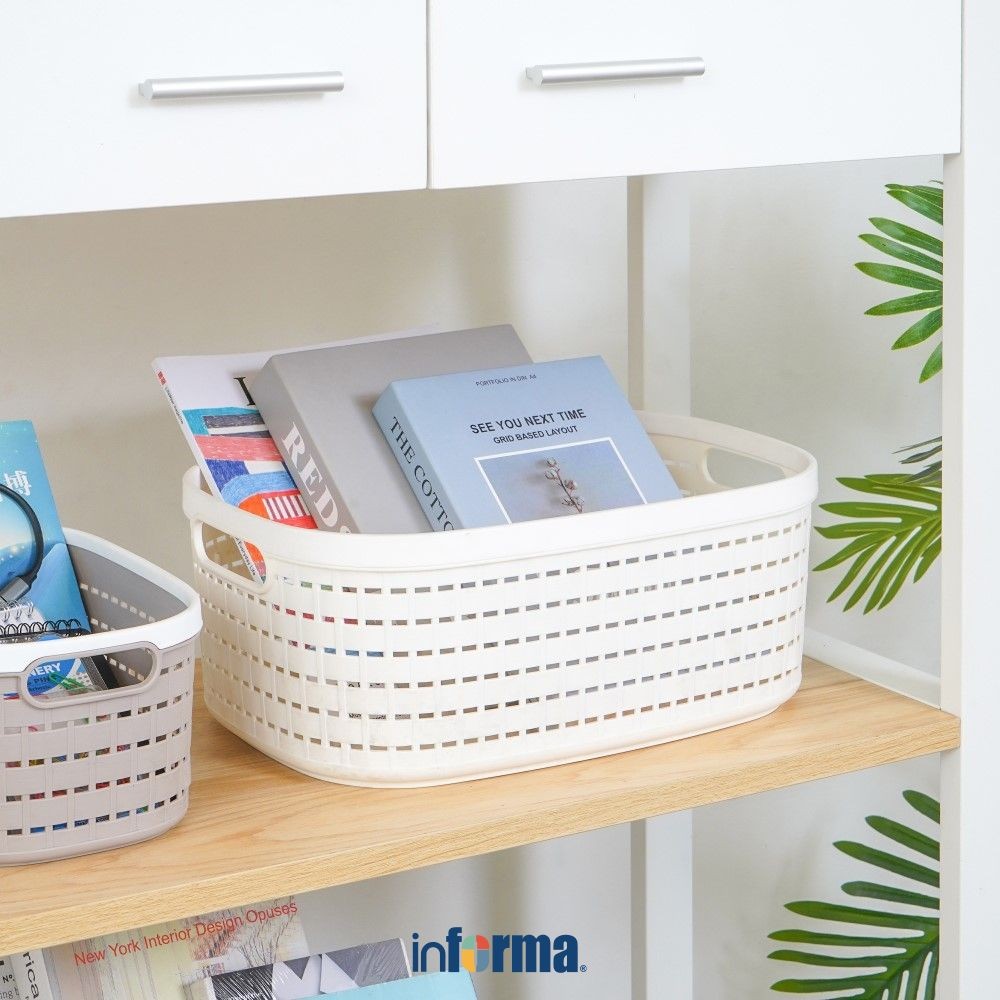 Jual Informa 37.5X26.3X13.5 cm Polka Keranjang Penyimpanan - Putih ...
